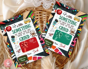 Editable Welcome Back to the Grind Coffee Teacher Gift Card Holder ...