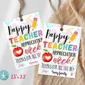 Fillable Teacher Appreciation Gift Tags: Printable Thank You Labels ...