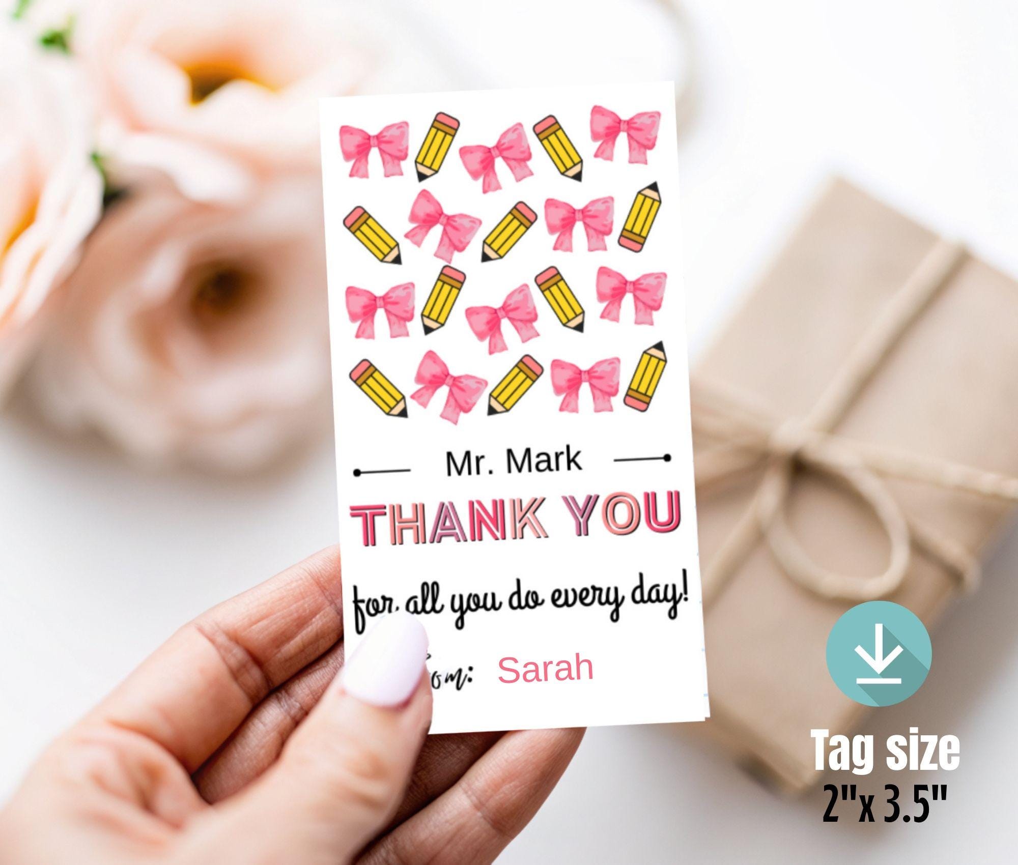 Fillable Teacher Appreciation Gift Tags: Printable Thank You Labels ...