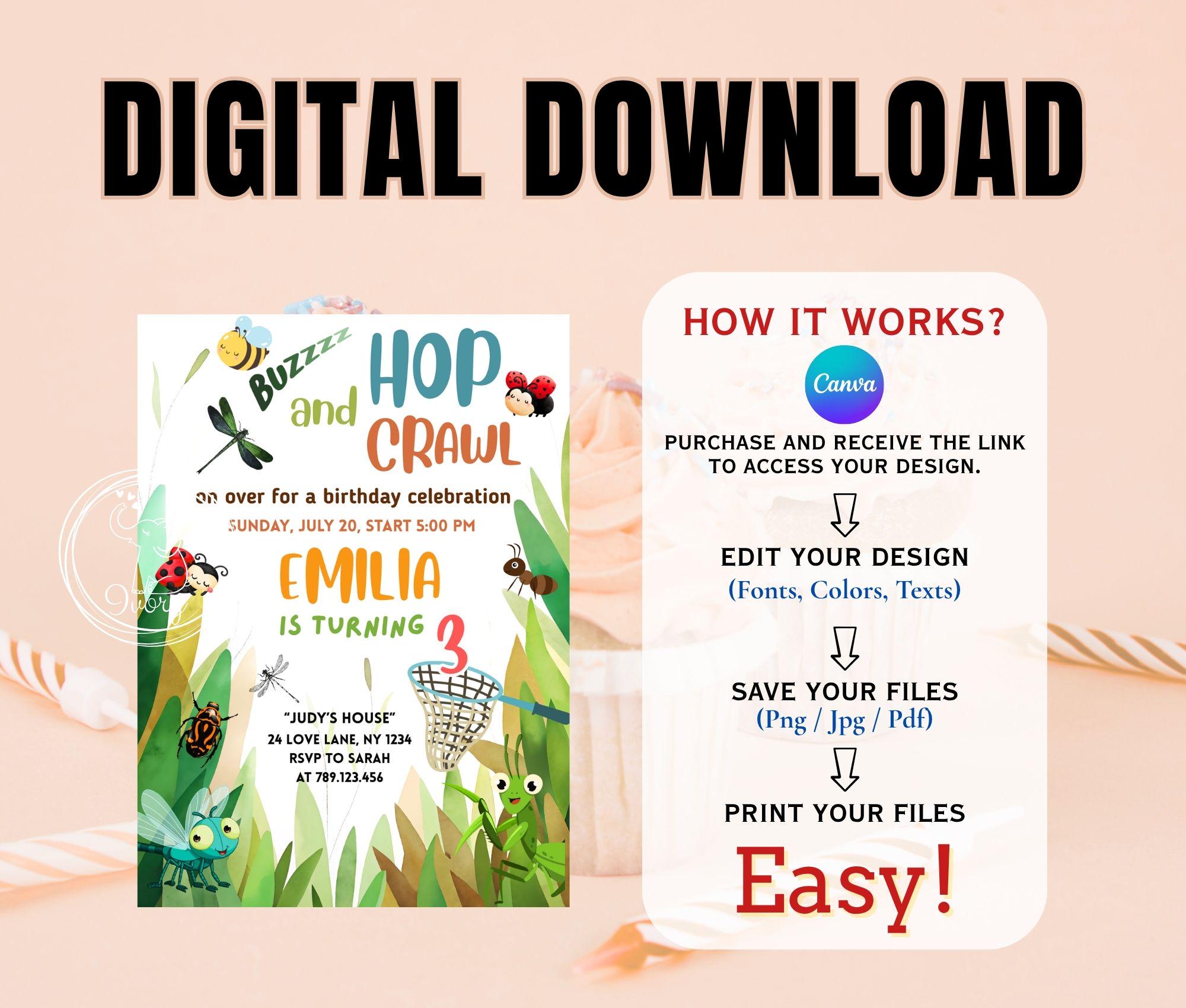 Bug Birthday Invitation: Backyard Bug Hunt, Insect Party (digital ...