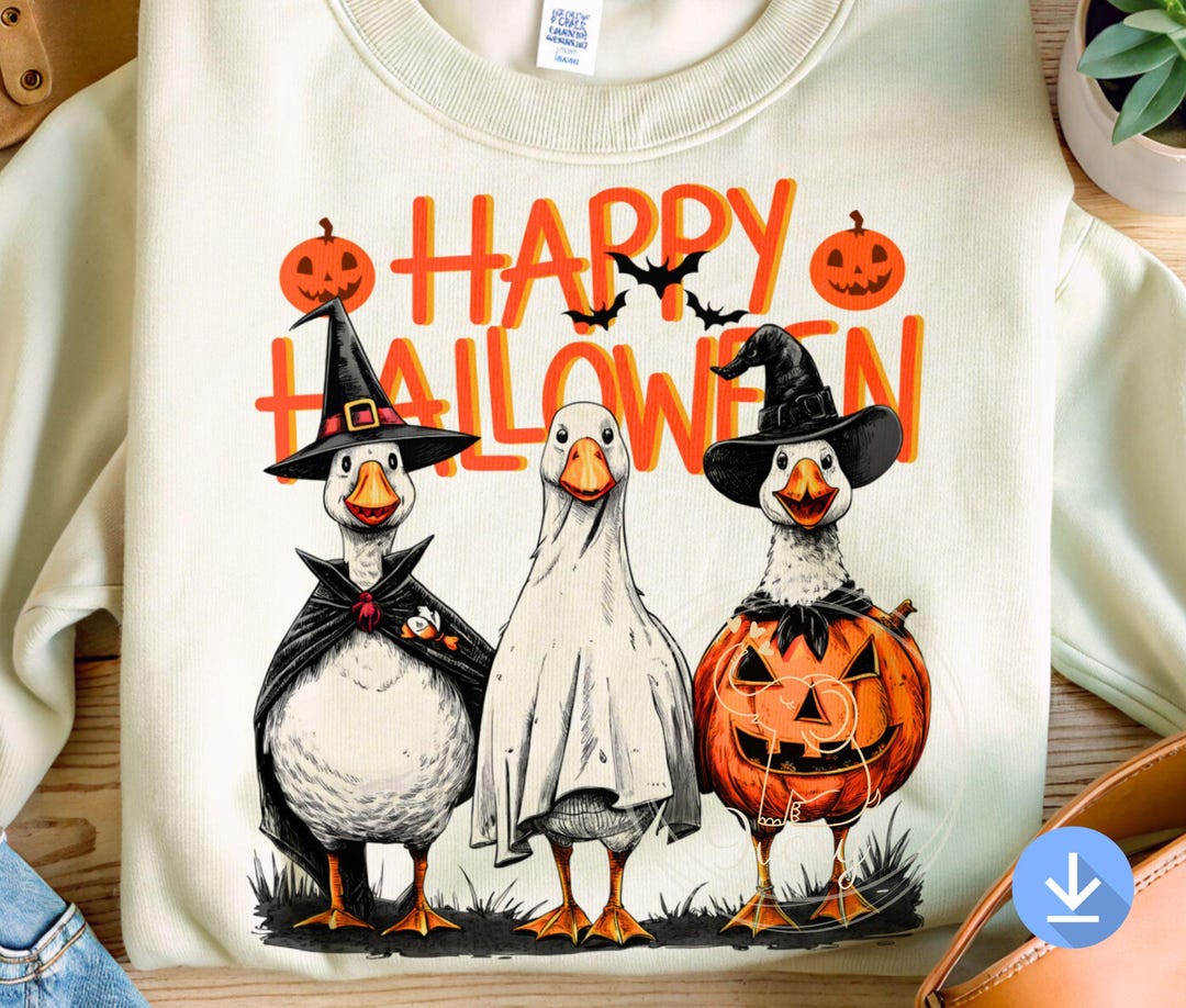 Happy Halloween Ghost Ducks PNG, Costume Sublimation Design (digital ...
