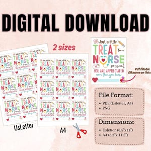 Nurse Appreciation Gift Tags: Printable Thank You Tags (fillable PDF ...