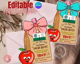 Editable Welcome Back to the Grind Coffee Teacher Gift Card Holder ...