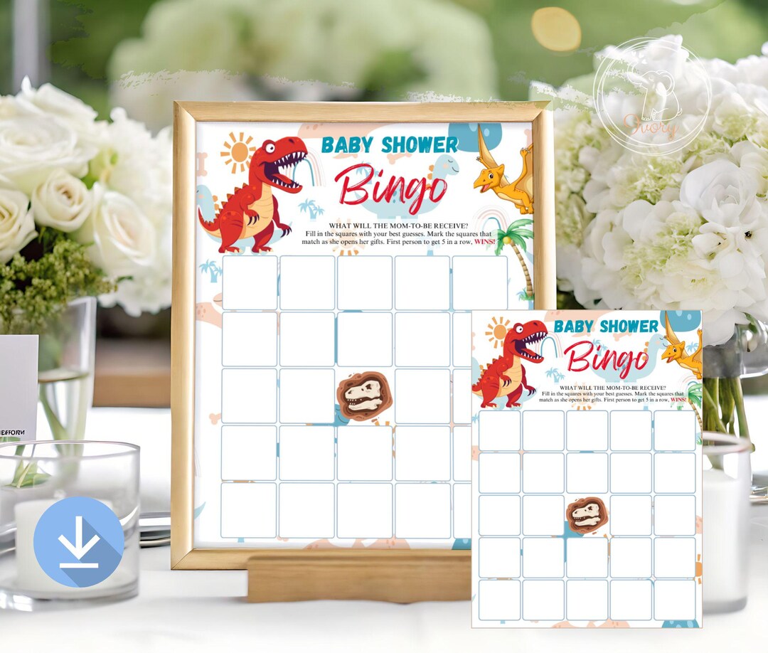 Dinosaur Baby Shower Bingo Game: Gender Neutral, Printable (instant ...