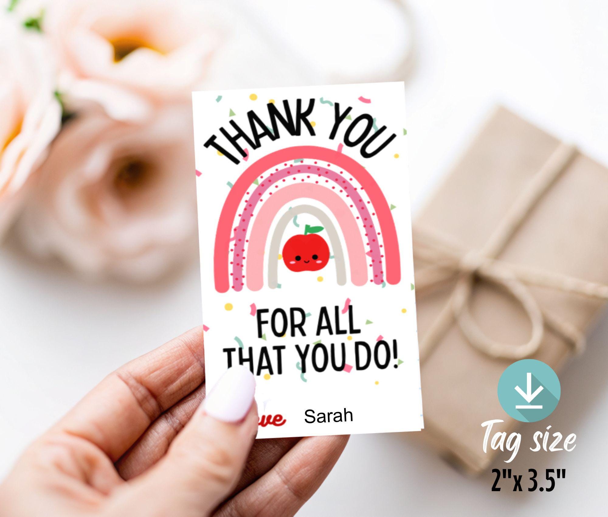 Fillable Teacher Thank You Gift Tags: School Party Favor (digital ...