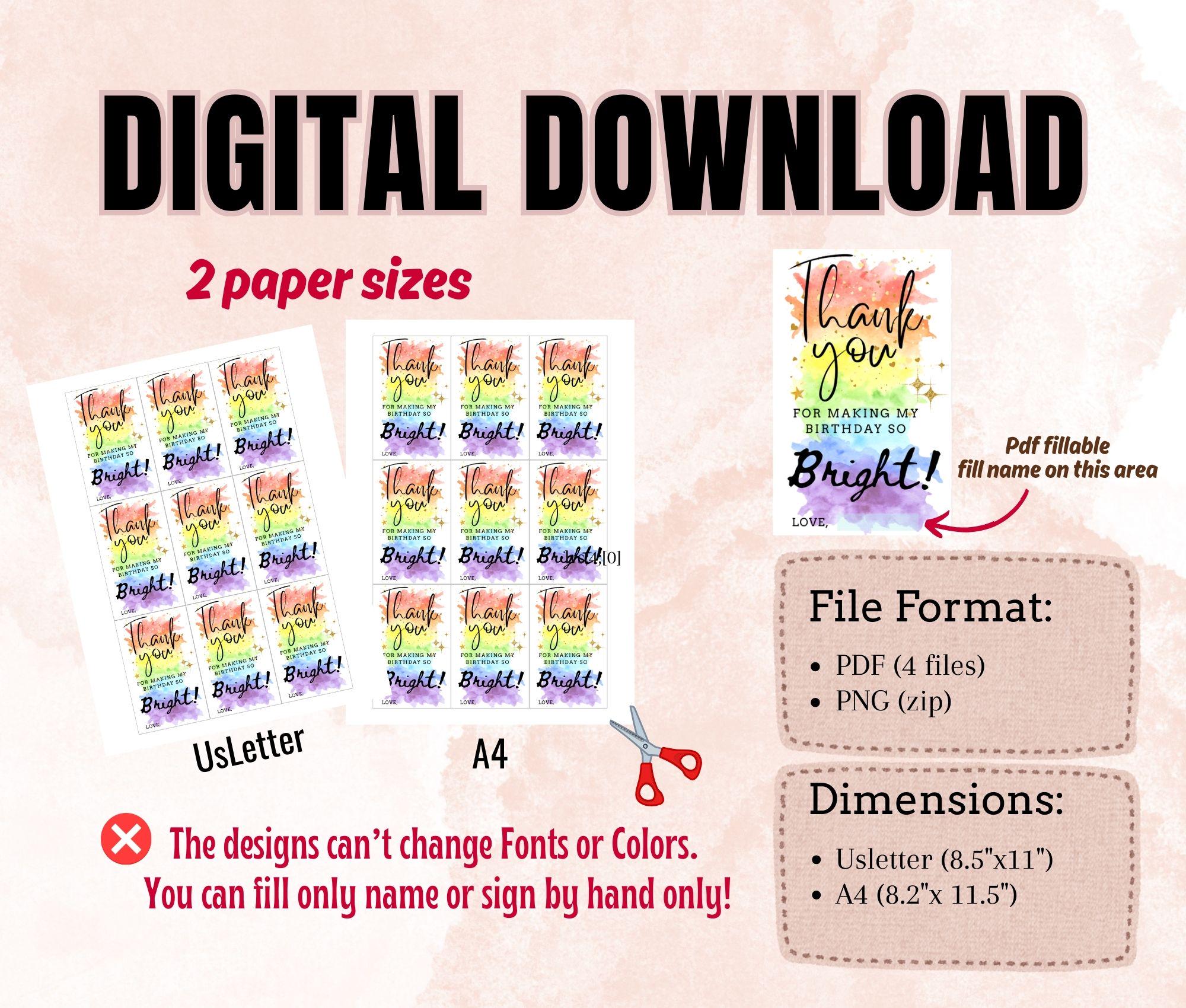 Fillable Happy Birthday Gift Tags: Printable Favor Labels (editable PDF ...