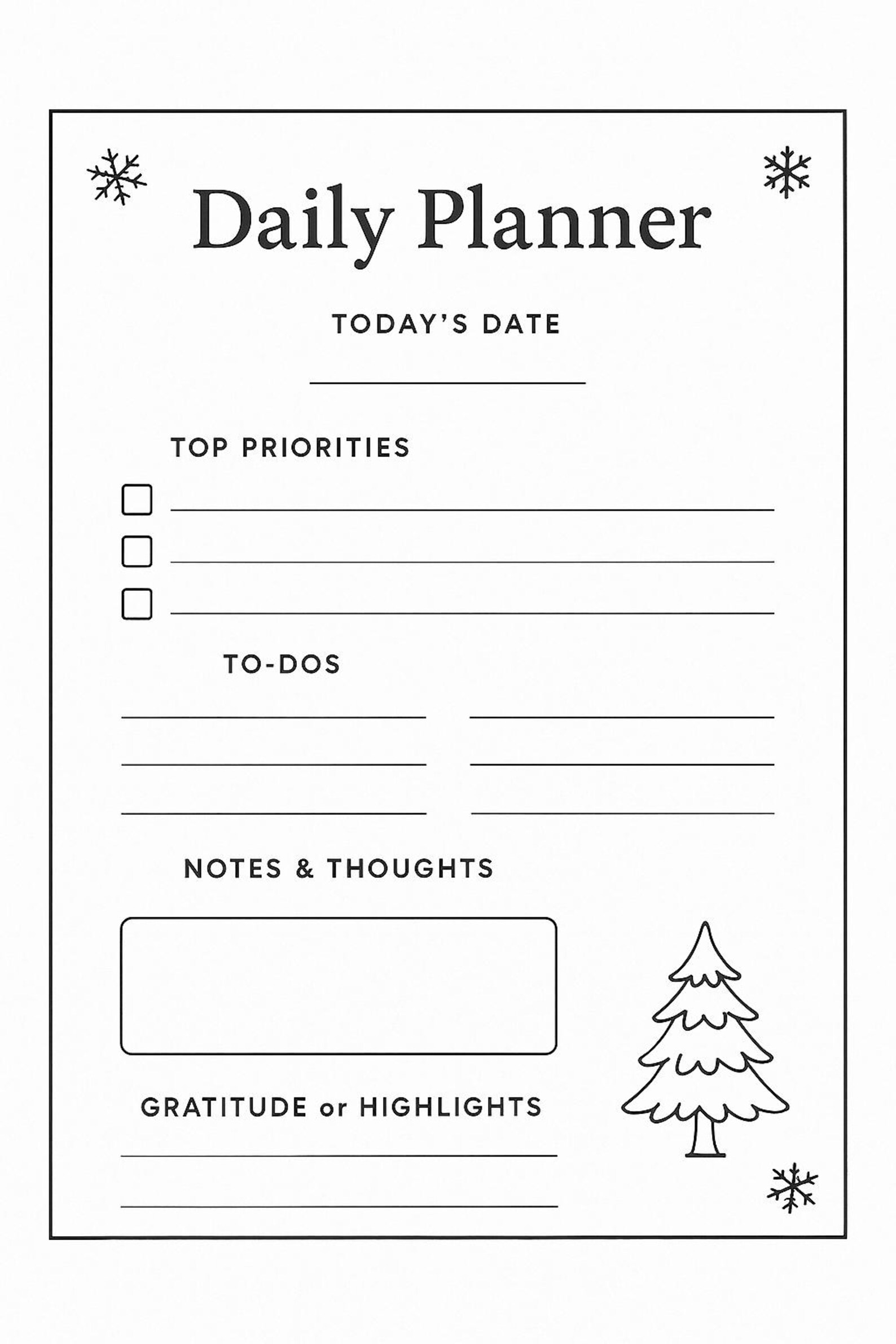 Winter Daily Planner Printable Pdf Png - Etsy