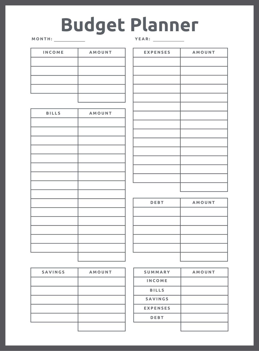 Printable Monthly Budget Planner | Financial Tracker PDF | Budget Sheet ...