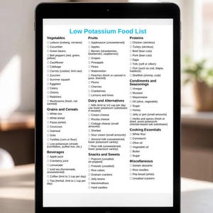 Low Potassium Food List Printable | Kidney-friendly Grocery List | A4 ...