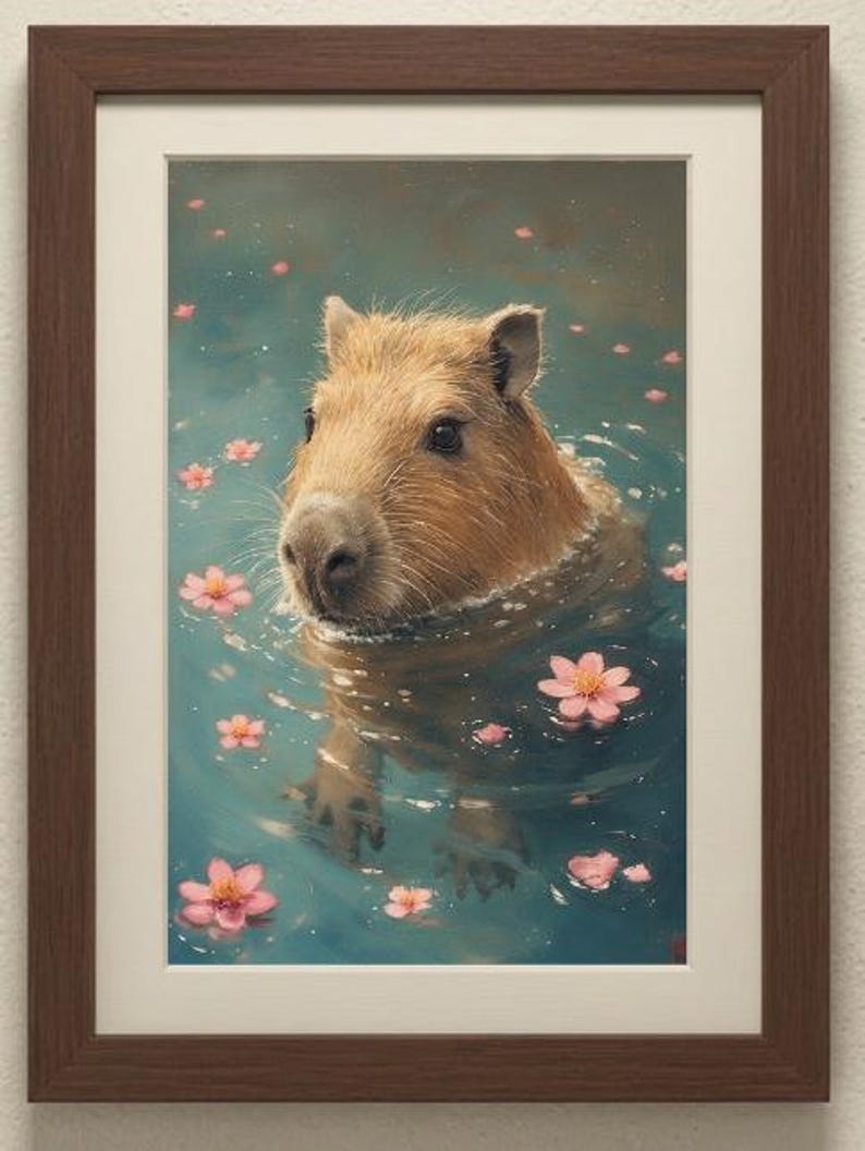 Capybara Wall Art Digital Download | Colorful Animal Illustration for ...