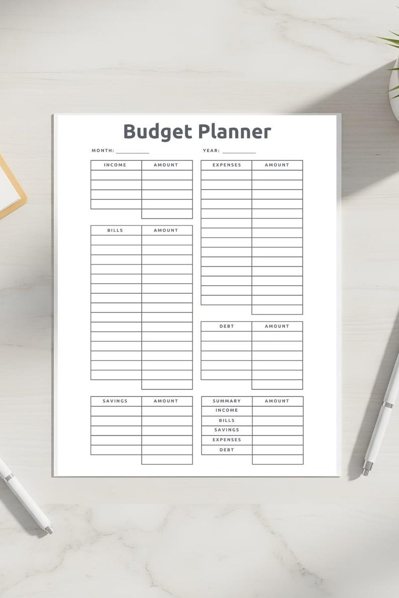 Printable Monthly Budget Planner | Financial Tracker PDF | Budget Sheet ...