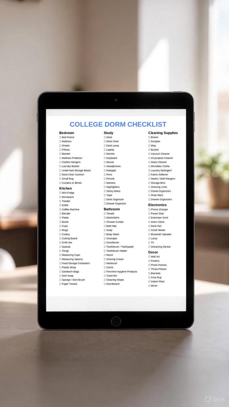 Essential College Dorm Checklist PDF | Room Setup Planner | Dorm ...