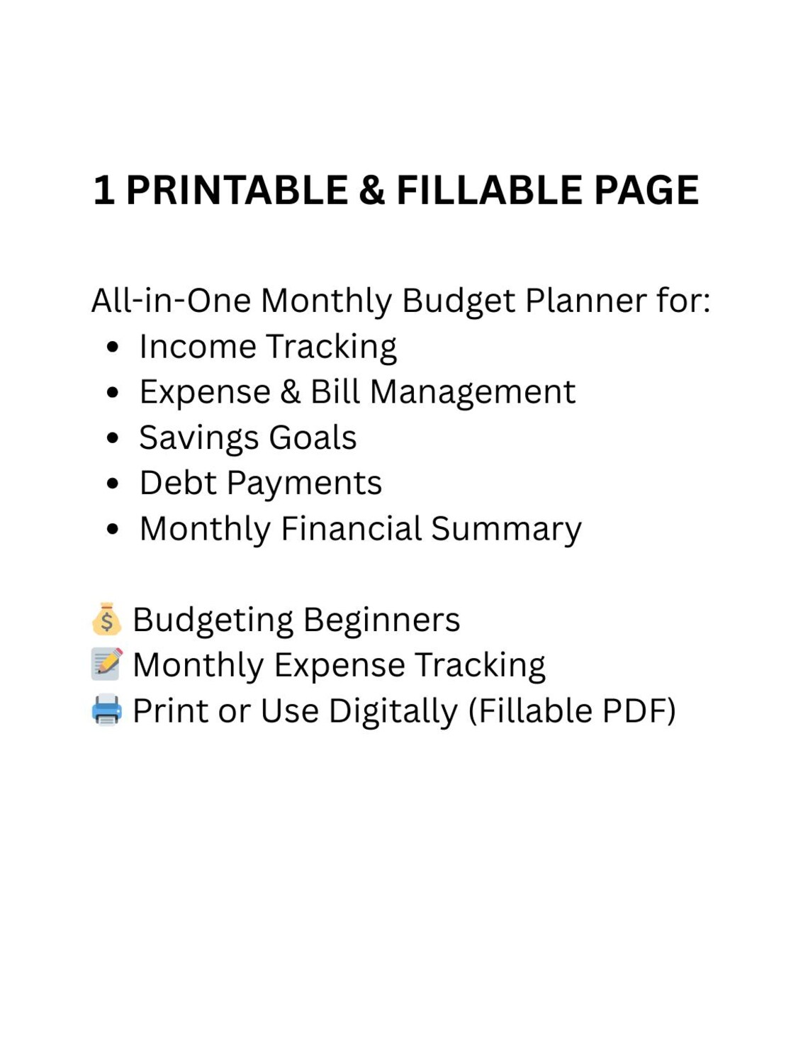 Simple Monthly Printable Budget Planner | Monthly Budget Sheet ...
