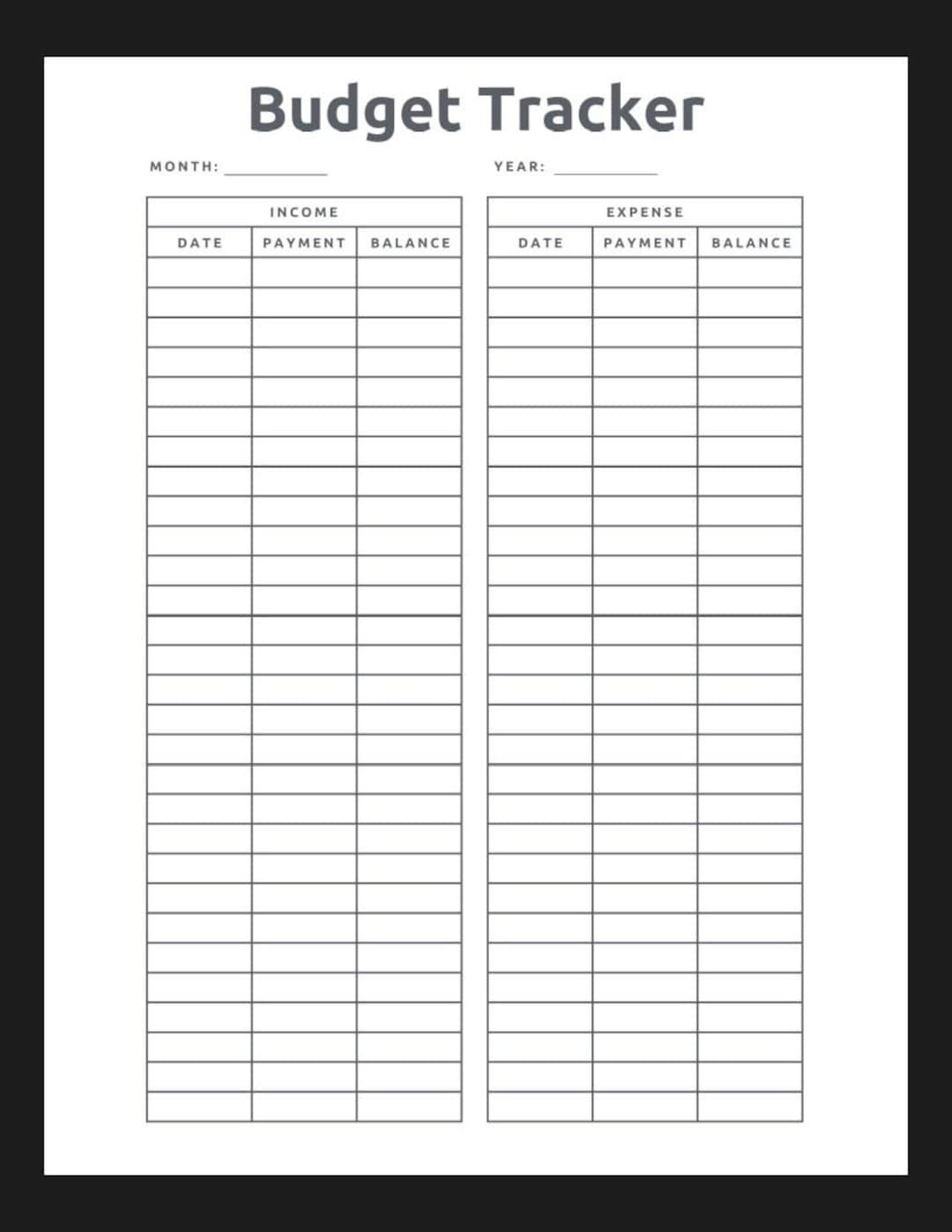 Printable Budget Tracker Sheet | Clear Income & Expense Management ...