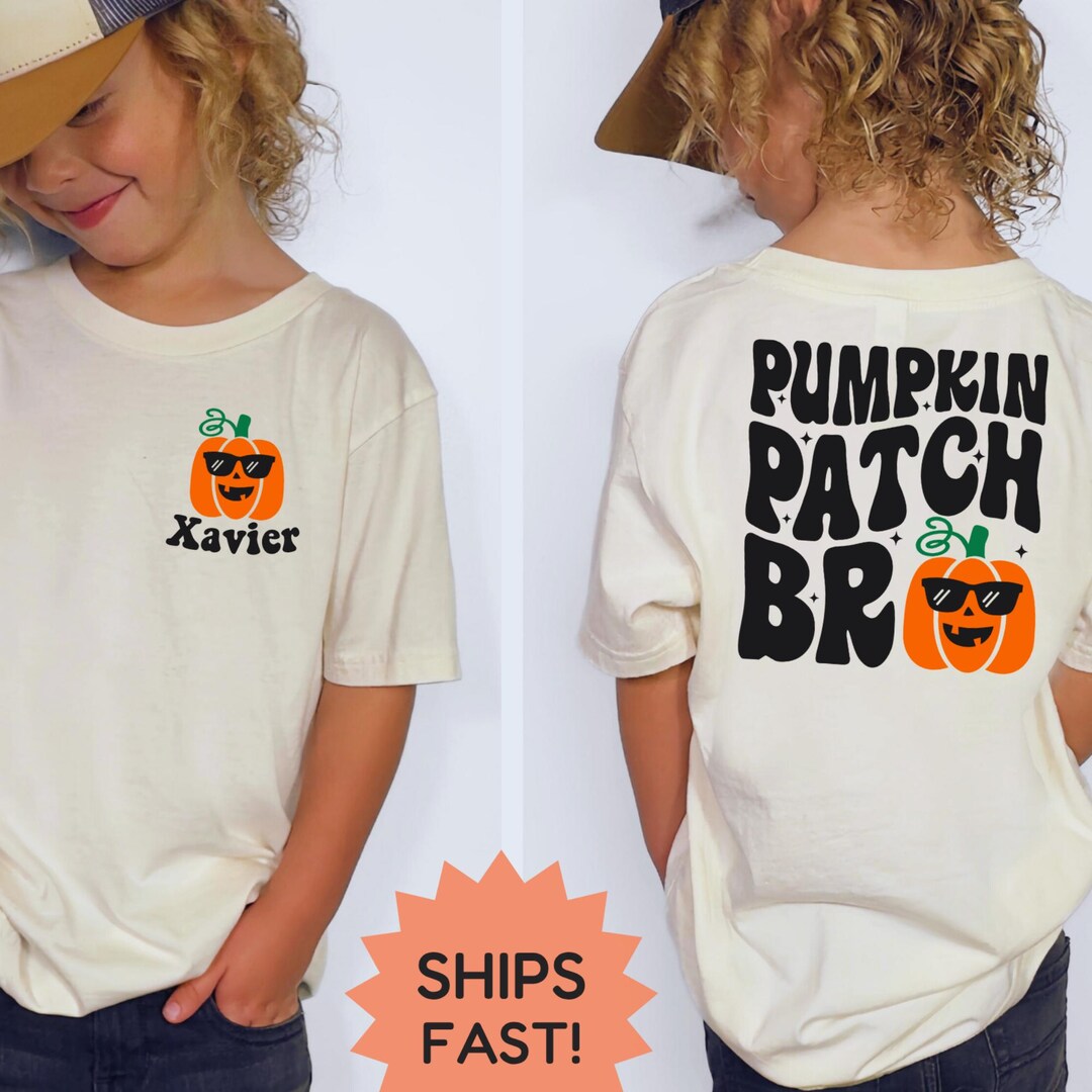 Personalized Pumpkin Patch Bro Shirt, Toddler Cool Halloween Shirt ...