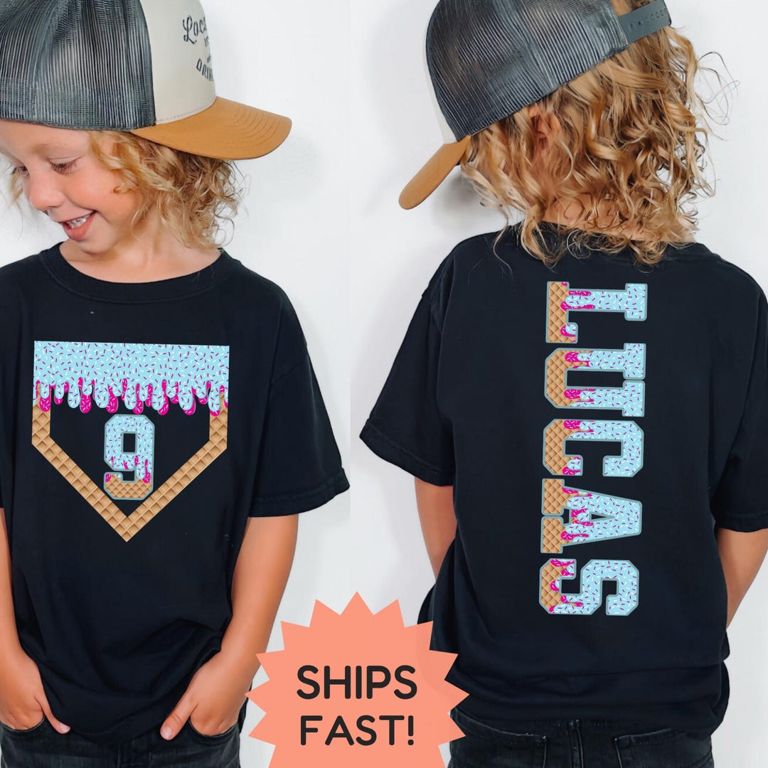 Baseball Drip Birthday Shirt, Personalized Ice Cream Tee, Custom Name ...