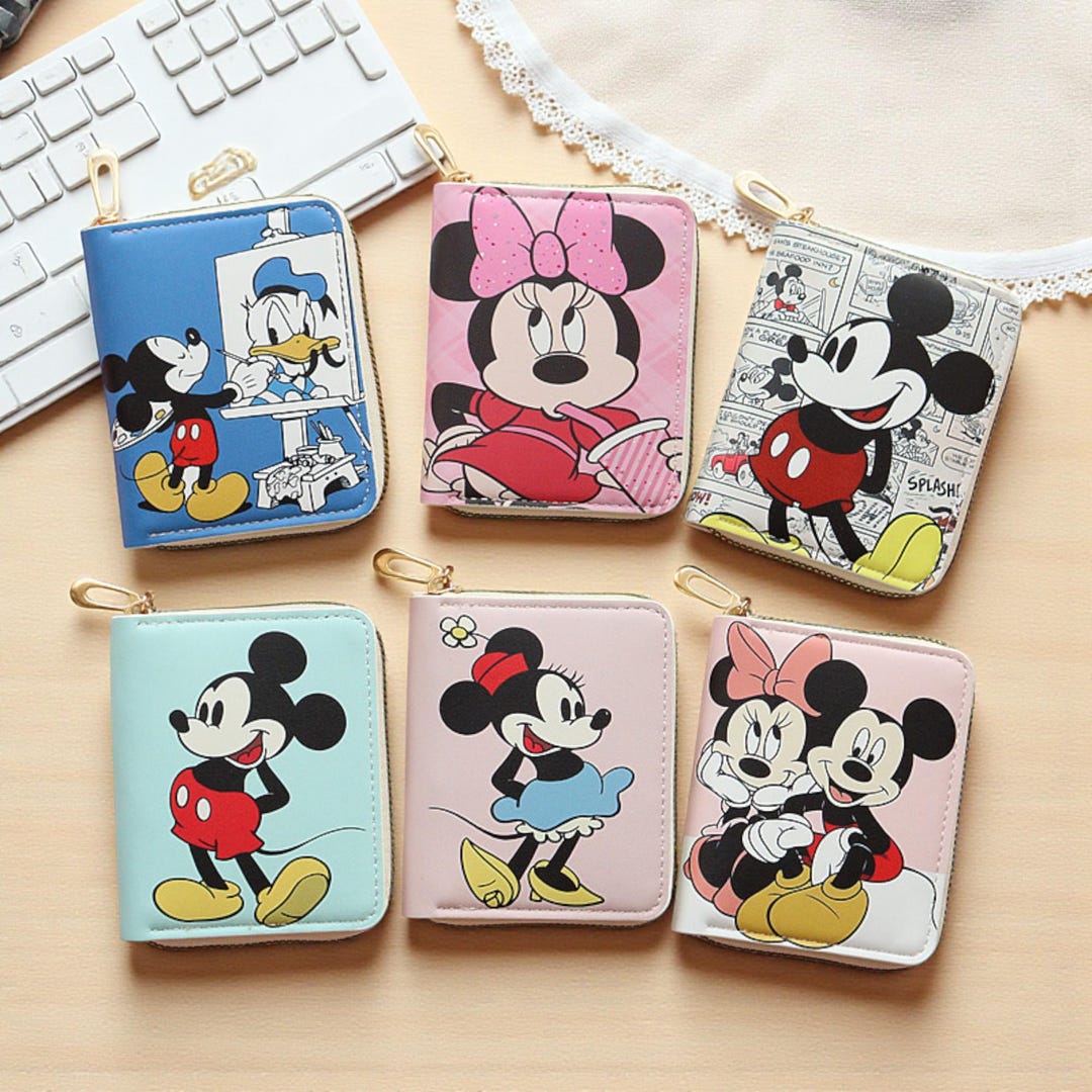 Mickey & Minnie Character Purse, Cartoon Zipper Pouch, Mini Handbag ...