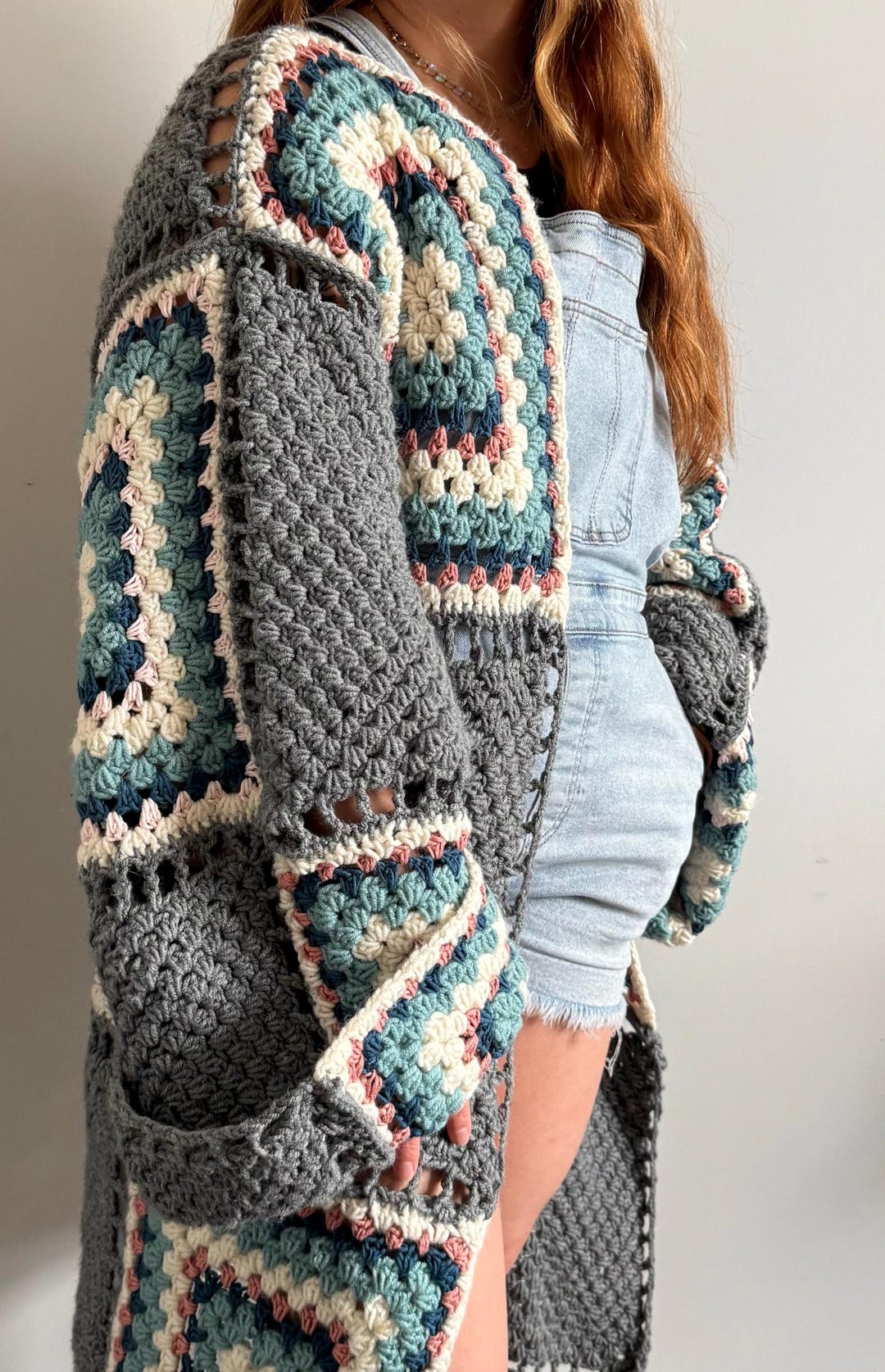 Checkered Granny Square Cardi - Etsy