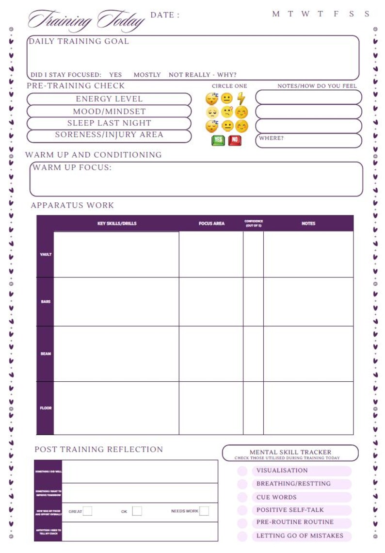Complete Gymnastics Training Journal Template Collection for Digital or ...