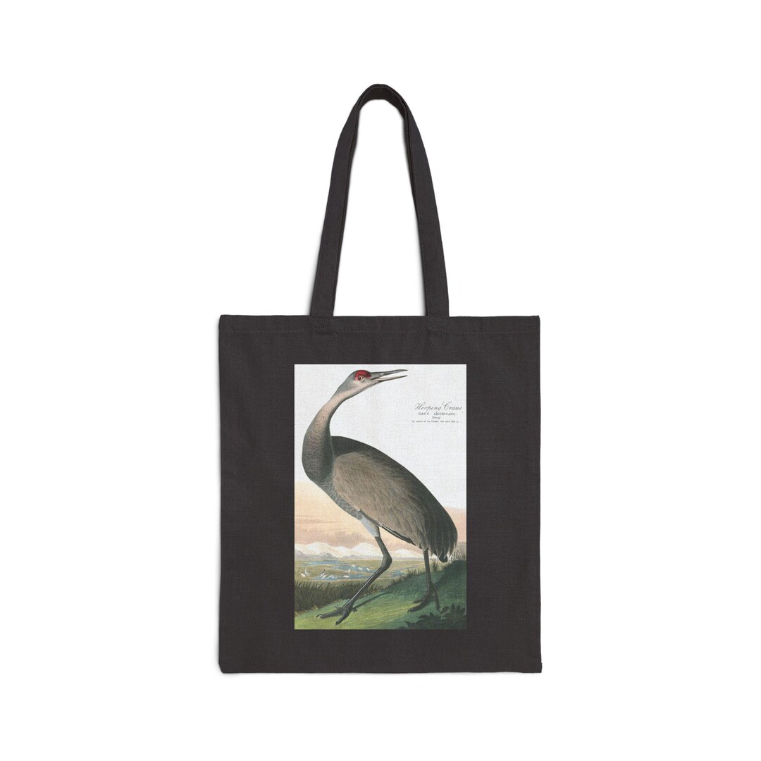 Hooping Crane Cotton Canvas Tote Bag, Eco-friendly Grocery Bag, Audubon ...