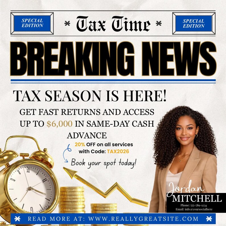 Tax Season Canva Template Bundle | Editable Tax Flyer for Tax Preparers ...