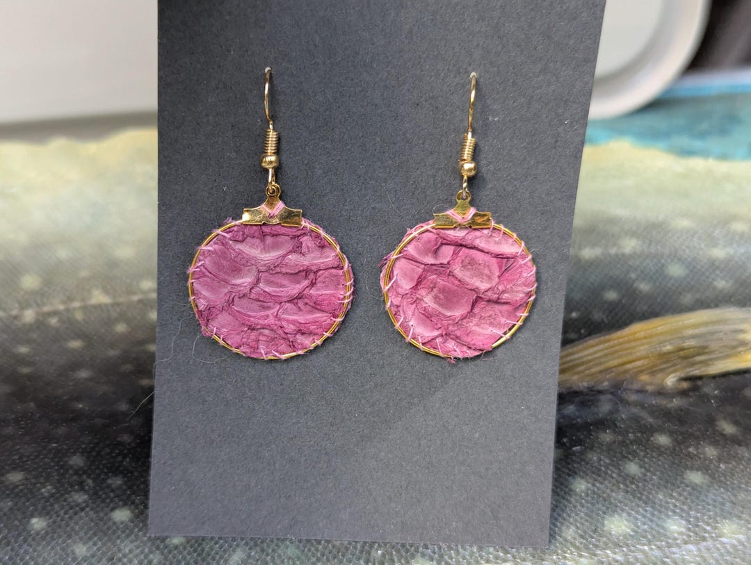 Hand Tanned and Sewn Tilapia Fish Skin Leather Circle Hoop Earrings ...