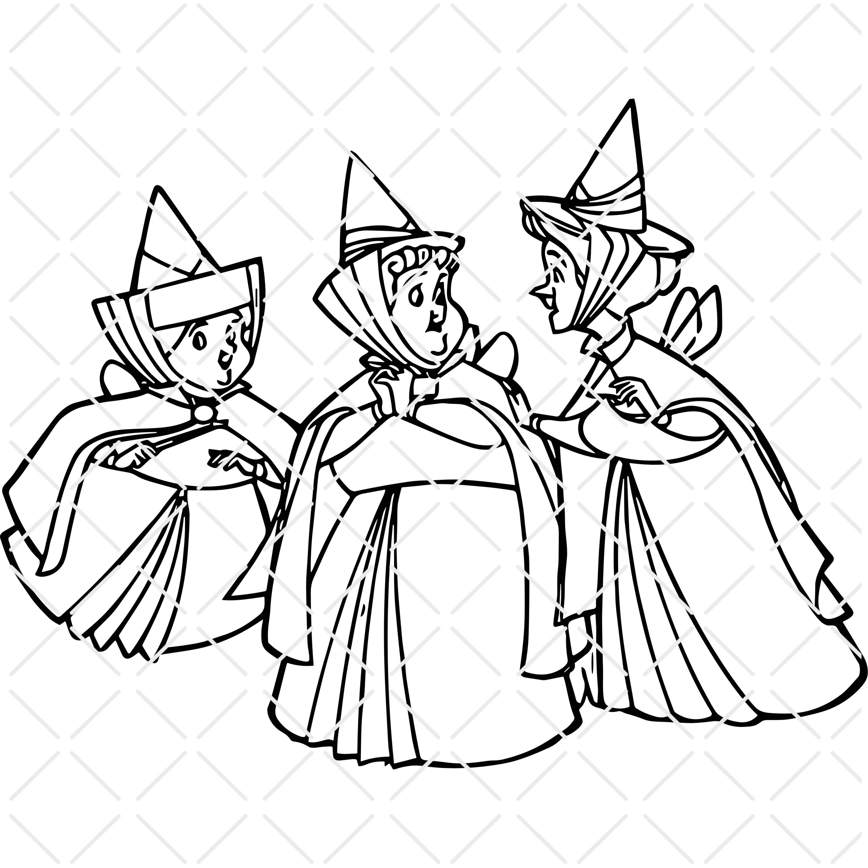 Sleeping Beauty Outline Clipart, Aurora Silhouette Vector (digital ...