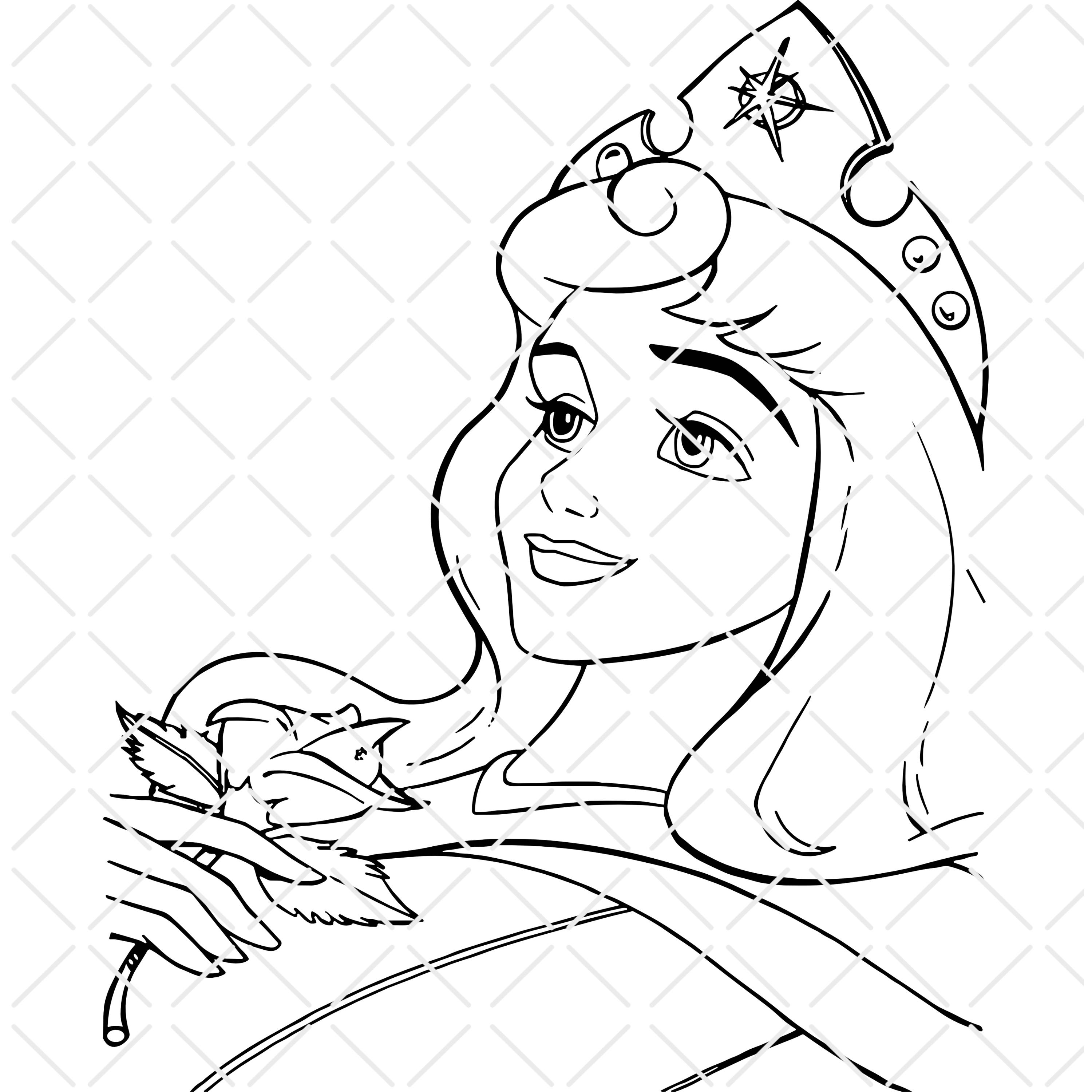 Sleeping Beauty Outline Clipart, Aurora Silhouette Vector (digital ...