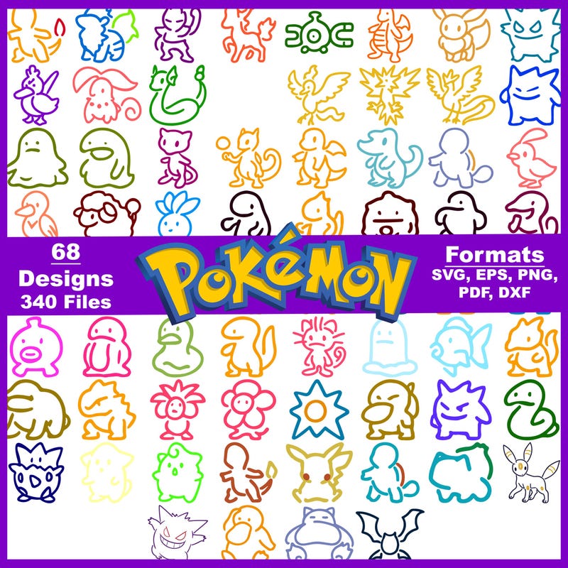 Pokemons Outline Svg - Etsy