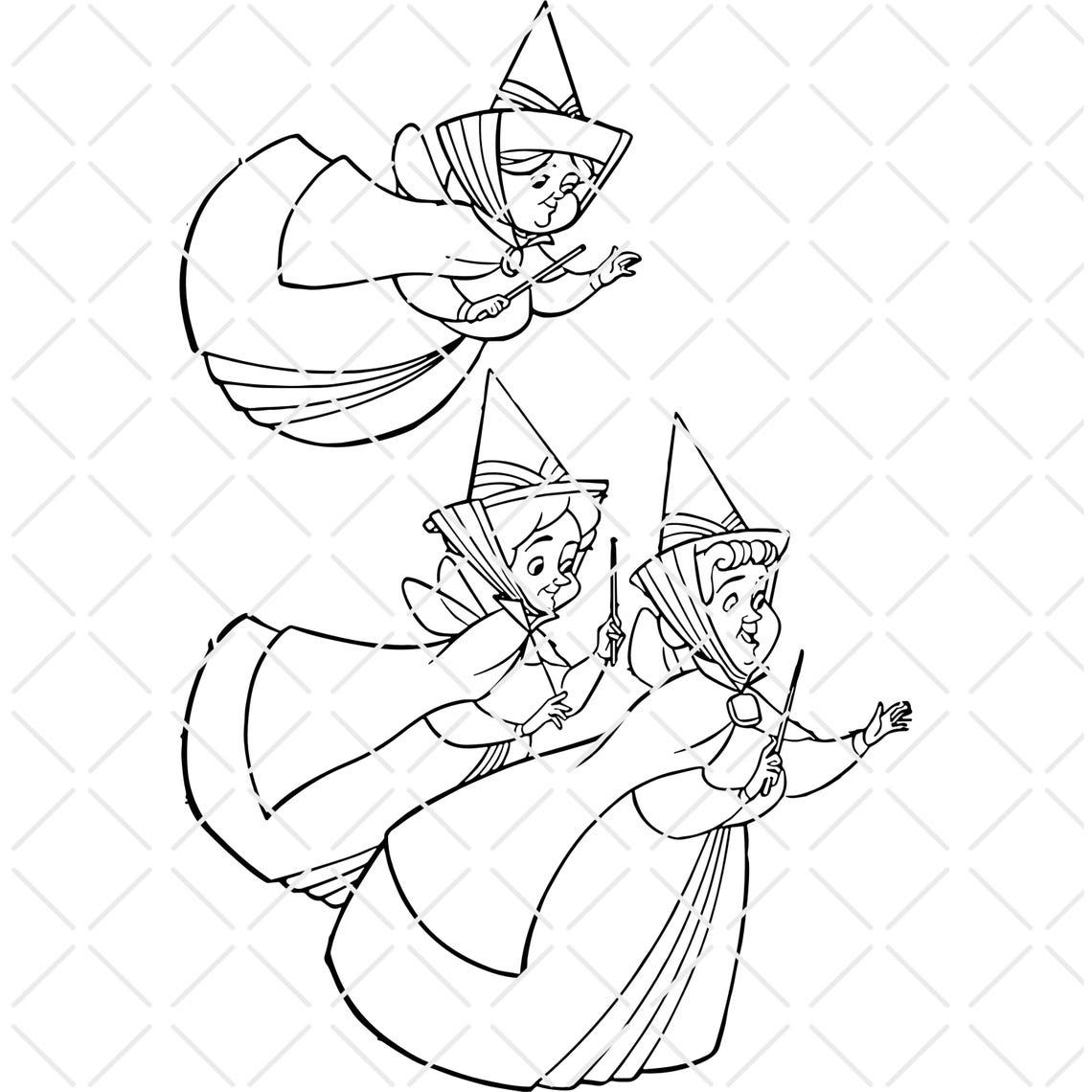 Sleeping Beauty Outline Clipart, Aurora Silhouette Vector (digital ...