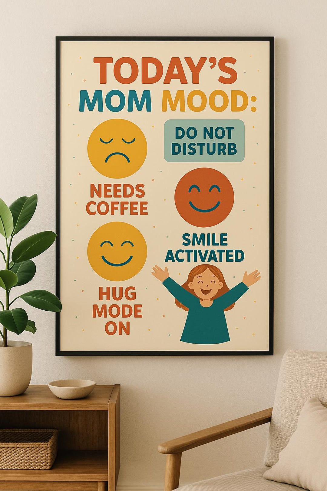 Today’s Mom Mood Poster - Funny Printable Wall Art for Mom | Coffee ...