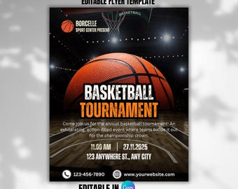 Basketball Event Flyer Template: Editable Canva Design (PTA/PTO) - Etsy