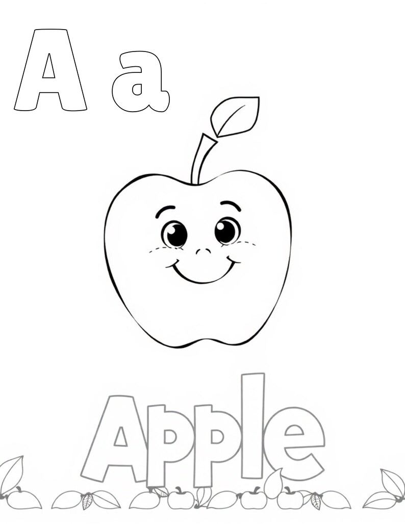 ABC Coloring Book for Kids (A to Z) Fun Fruits, Animals and More ...