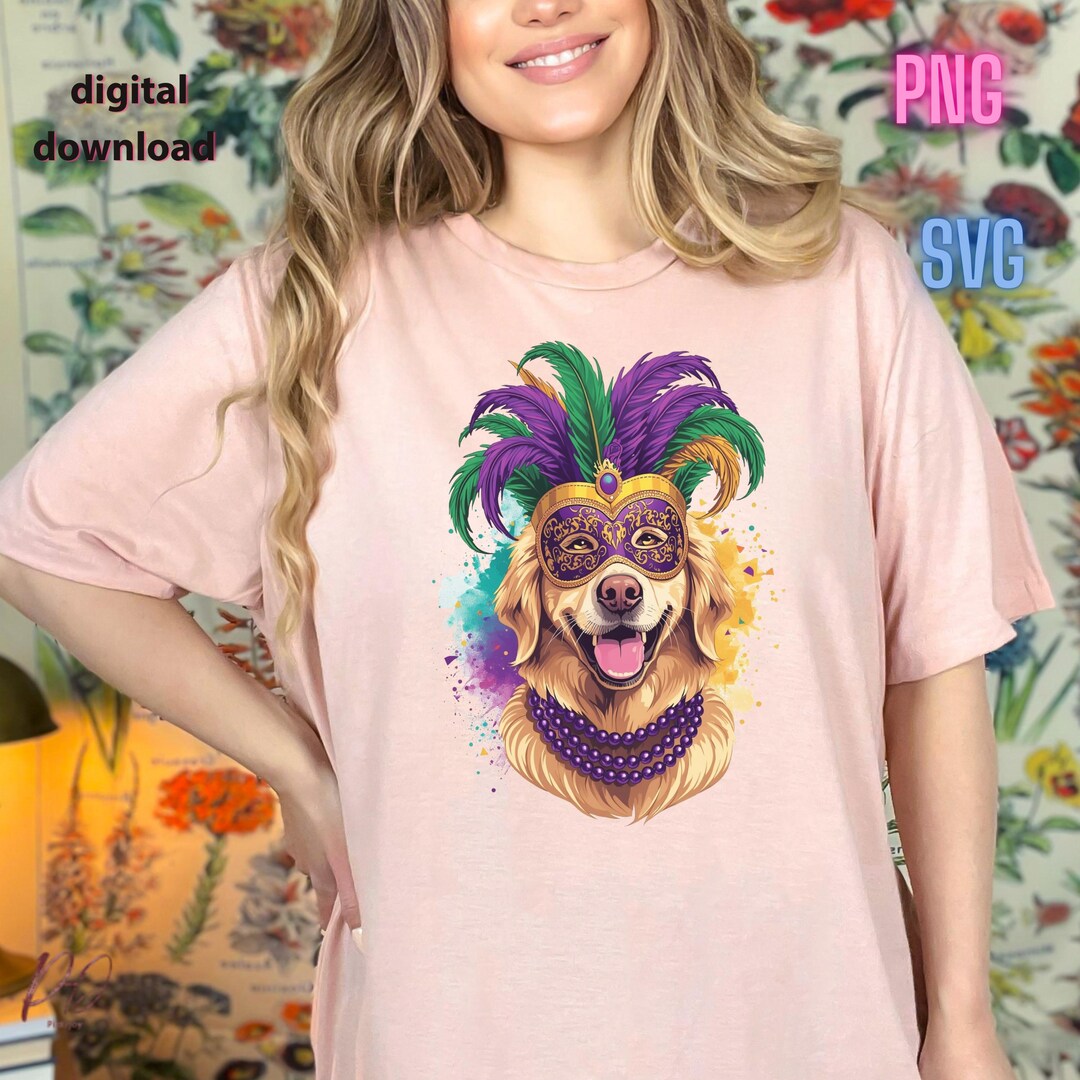 Mardi Gras Dog Mask PNG, Colorful Carnival Puppy Art (digital Download ...