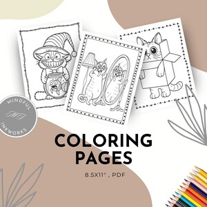 Quirky Cats Coloring Book, Fun Animal Designs (digital Download) - Etsy