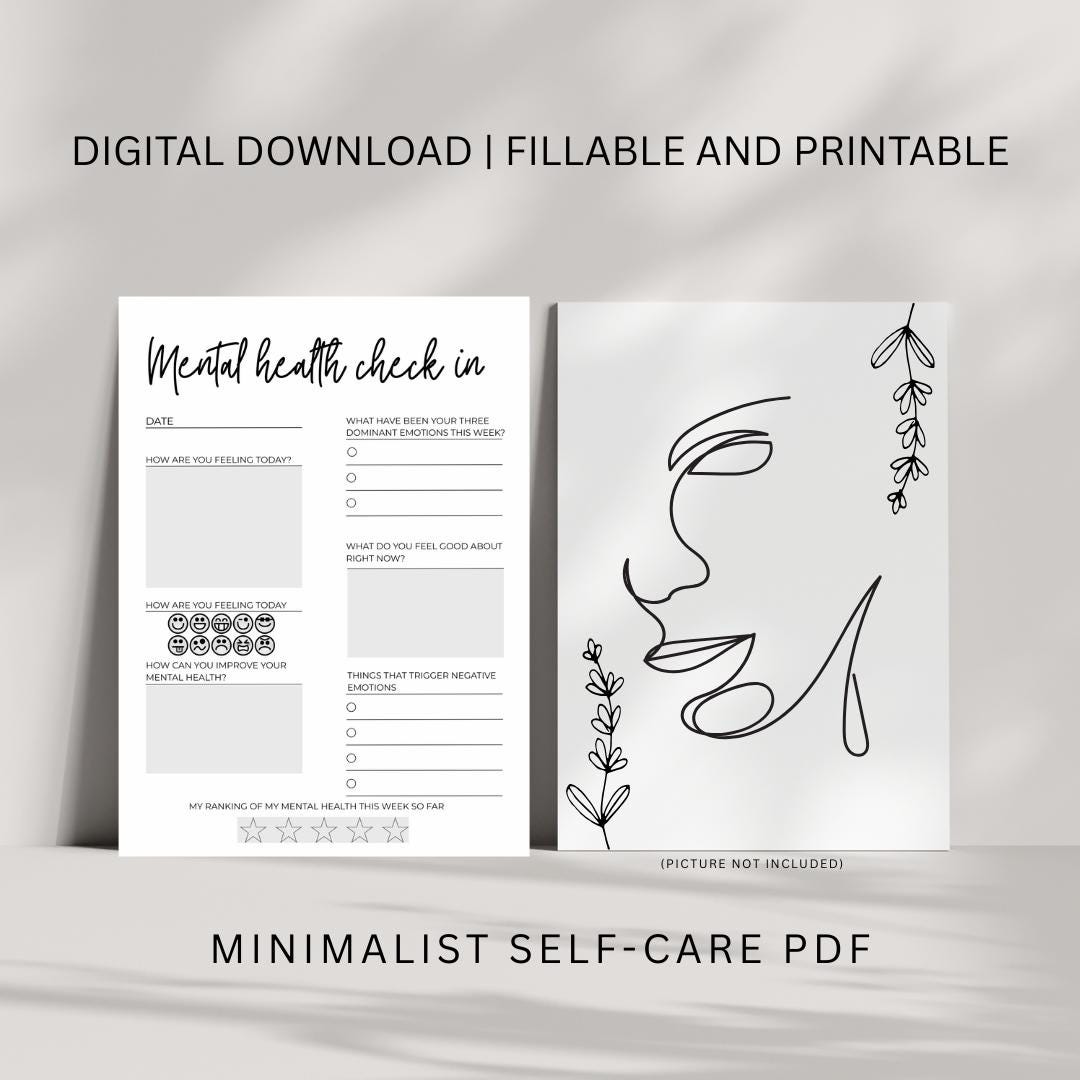 Mental Health Check-in Page – Printable & Fillable PDF | Minimalist ...