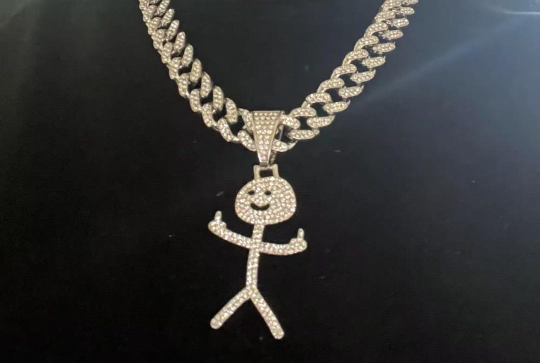 Iced Out Stickman Pendant Necklace - Etsy