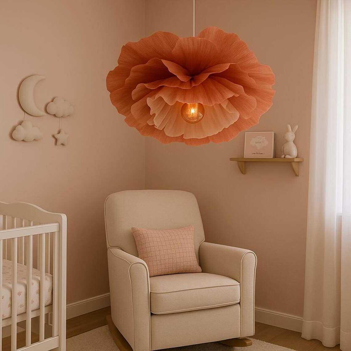 Autumn Rose Hanging Light, Mauve and Rose Gold Light, Flower Lamp Shade ...