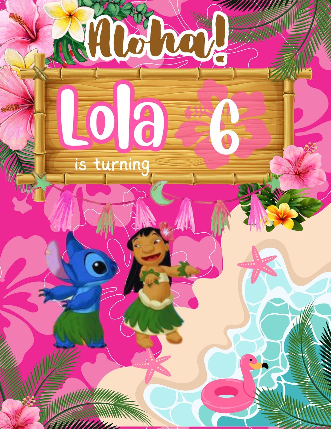 Invitación de cumpleaños de Lilo y Stitch: Invitación editable para ...