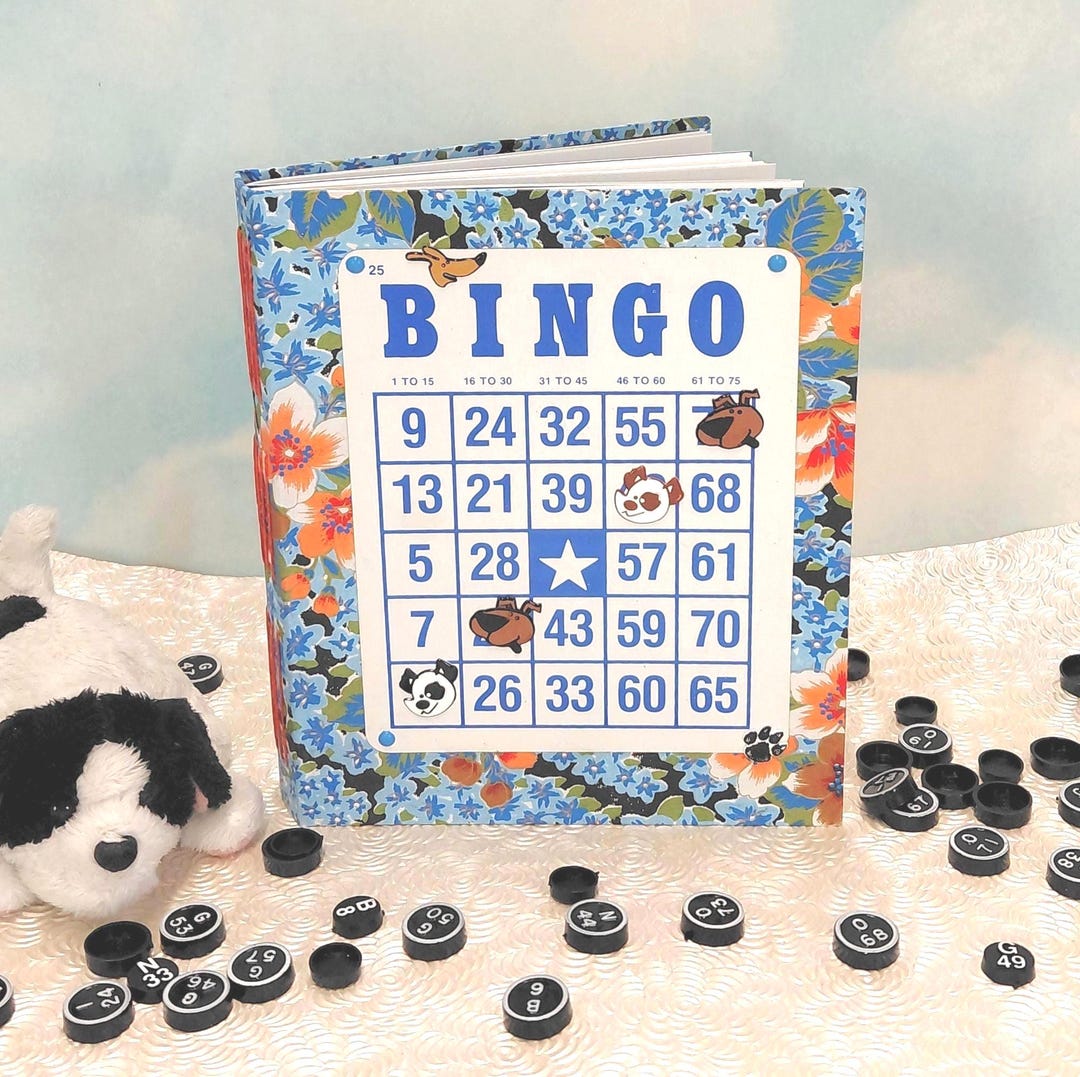 Dog Lovers Themed Bingo Board Writing Journal With Vintage BINGO Card ...