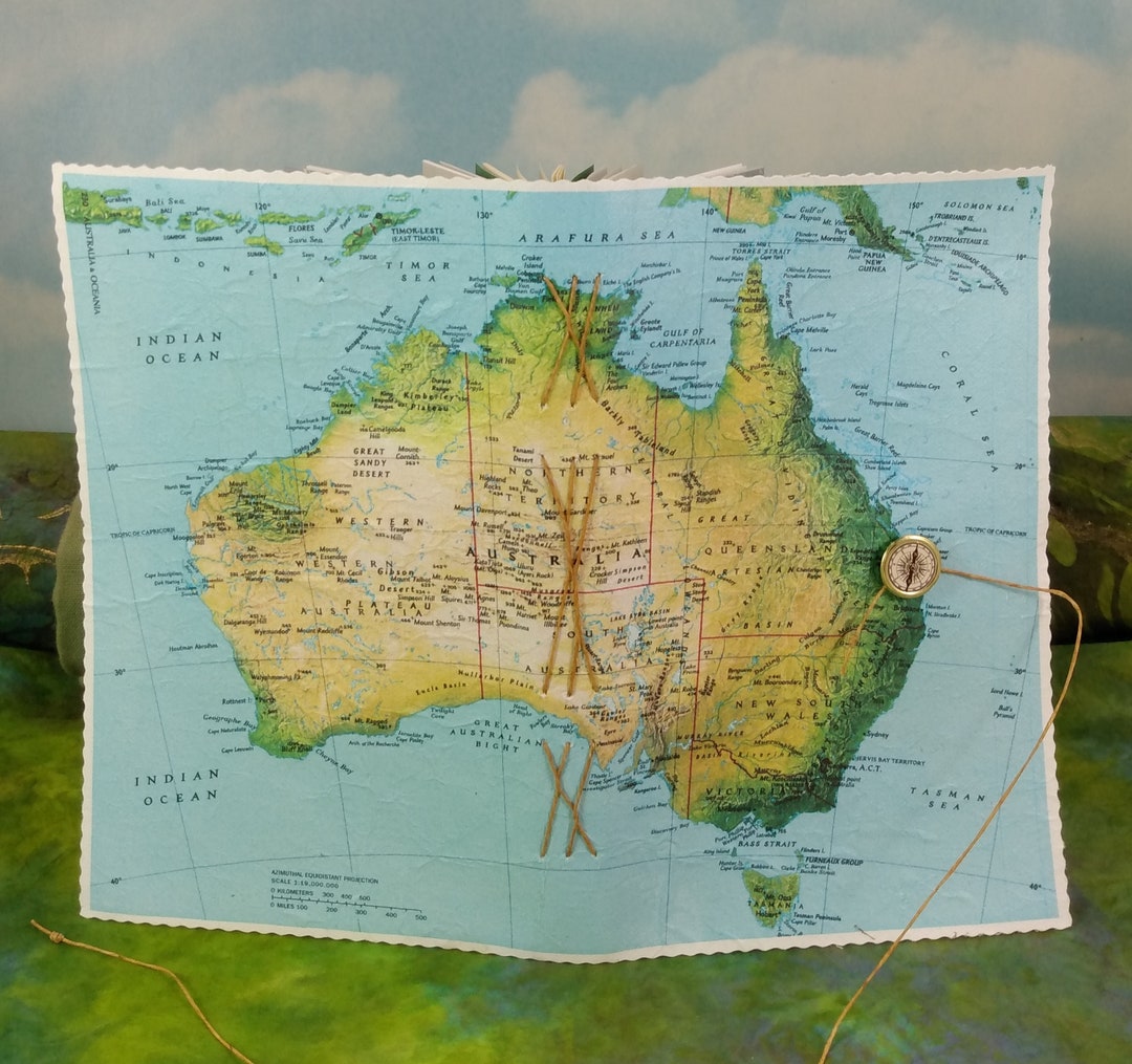 Australia Map Travel Journal With Vintage Colorful Rand Mcnally and ...
