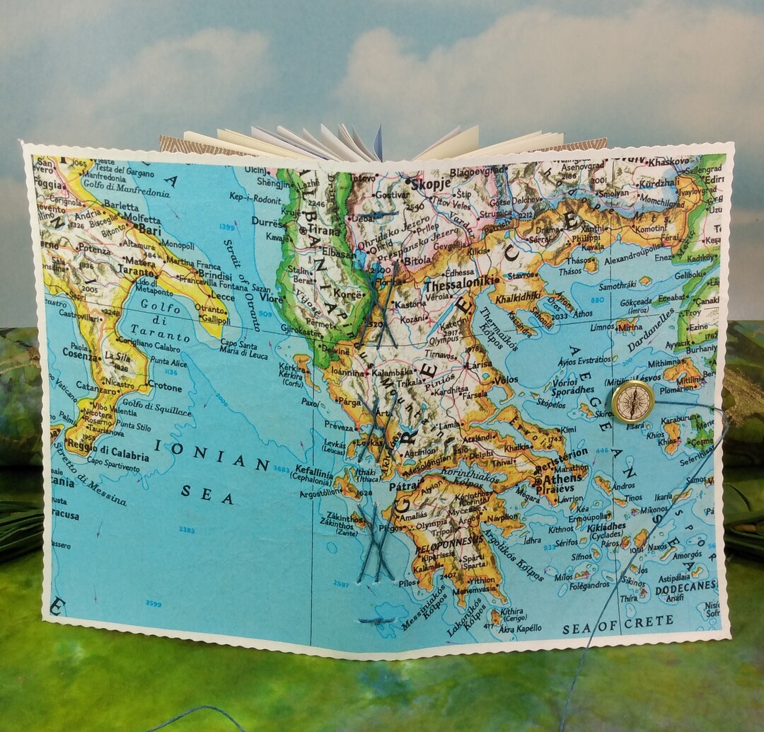Greece Colorful Map Travel Journal With Vintage National Geographic ...