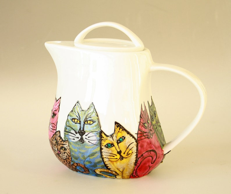 Ugly Funny Cats Teapot Ceramic Hand Painted | Etsy