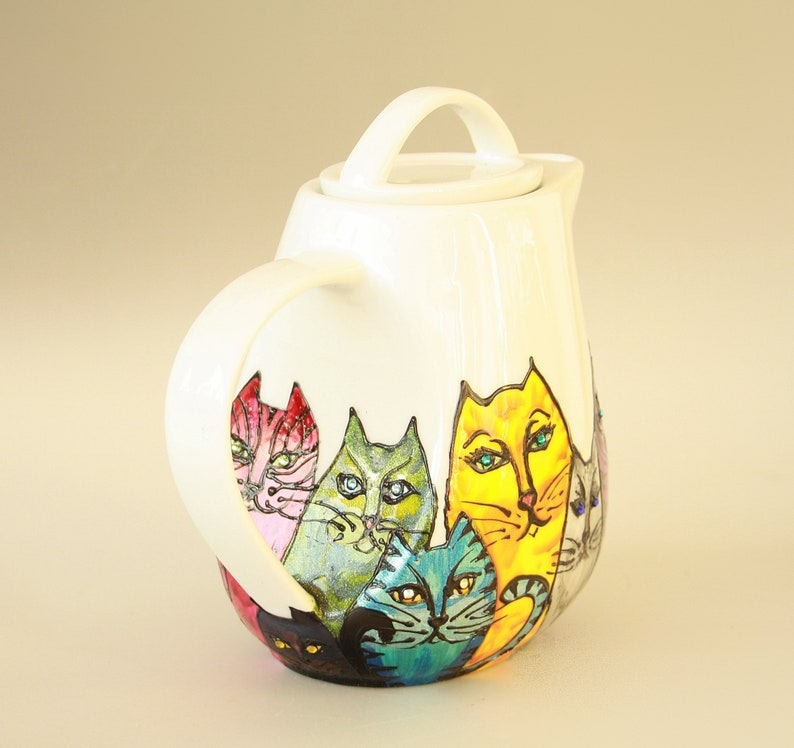 Ugly Funny Cats Teapot Ceramic Hand Painted | Etsy