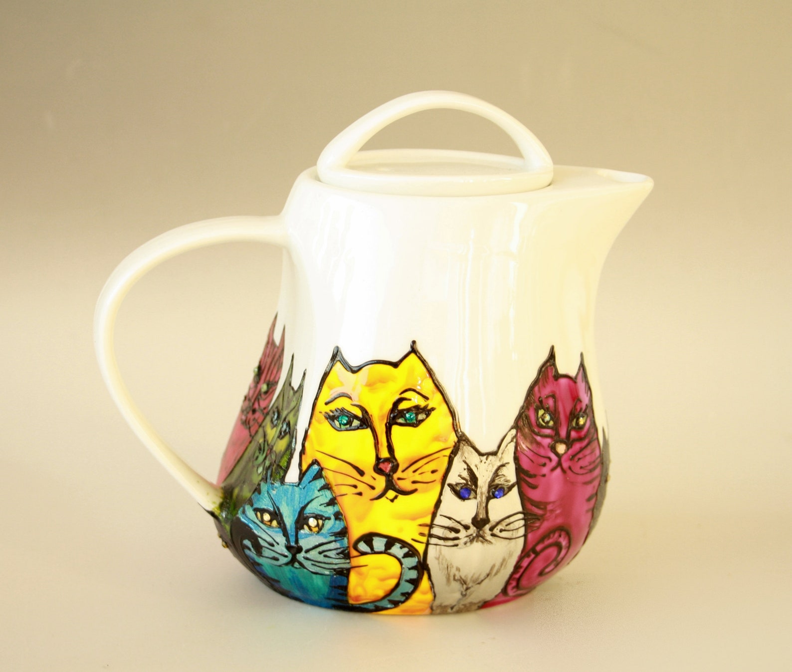 Ugly Funny Cats Teapot Ceramic Hand Painted | Etsy