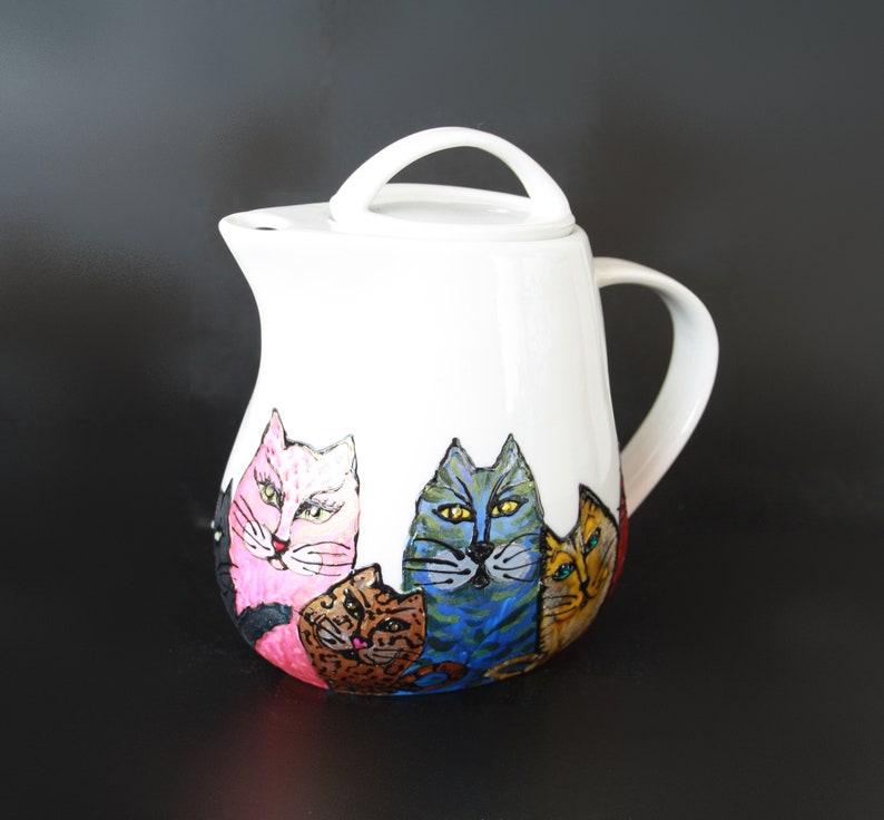 Ugly Funny Cats Teapot Ceramic Hand Painted | Etsy