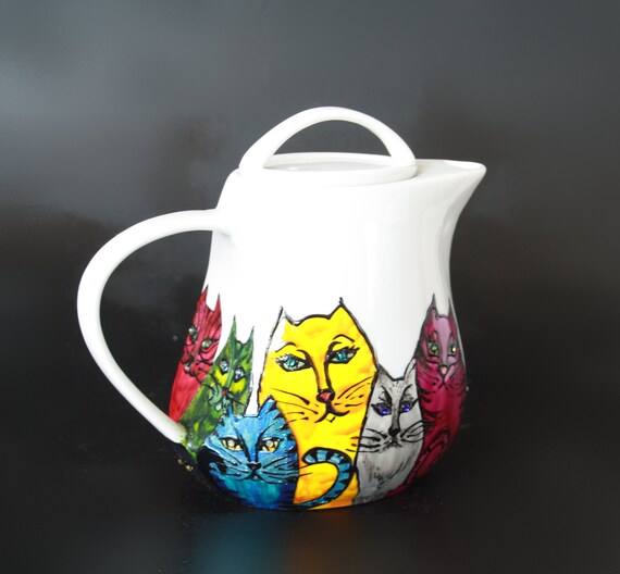 Ugly Funny Cats Teapot Ceramic Hand Painted | Etsy