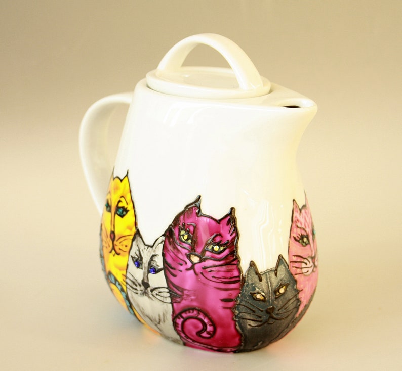Ugly Funny Cats Teapot Ceramic Hand Painted | Etsy