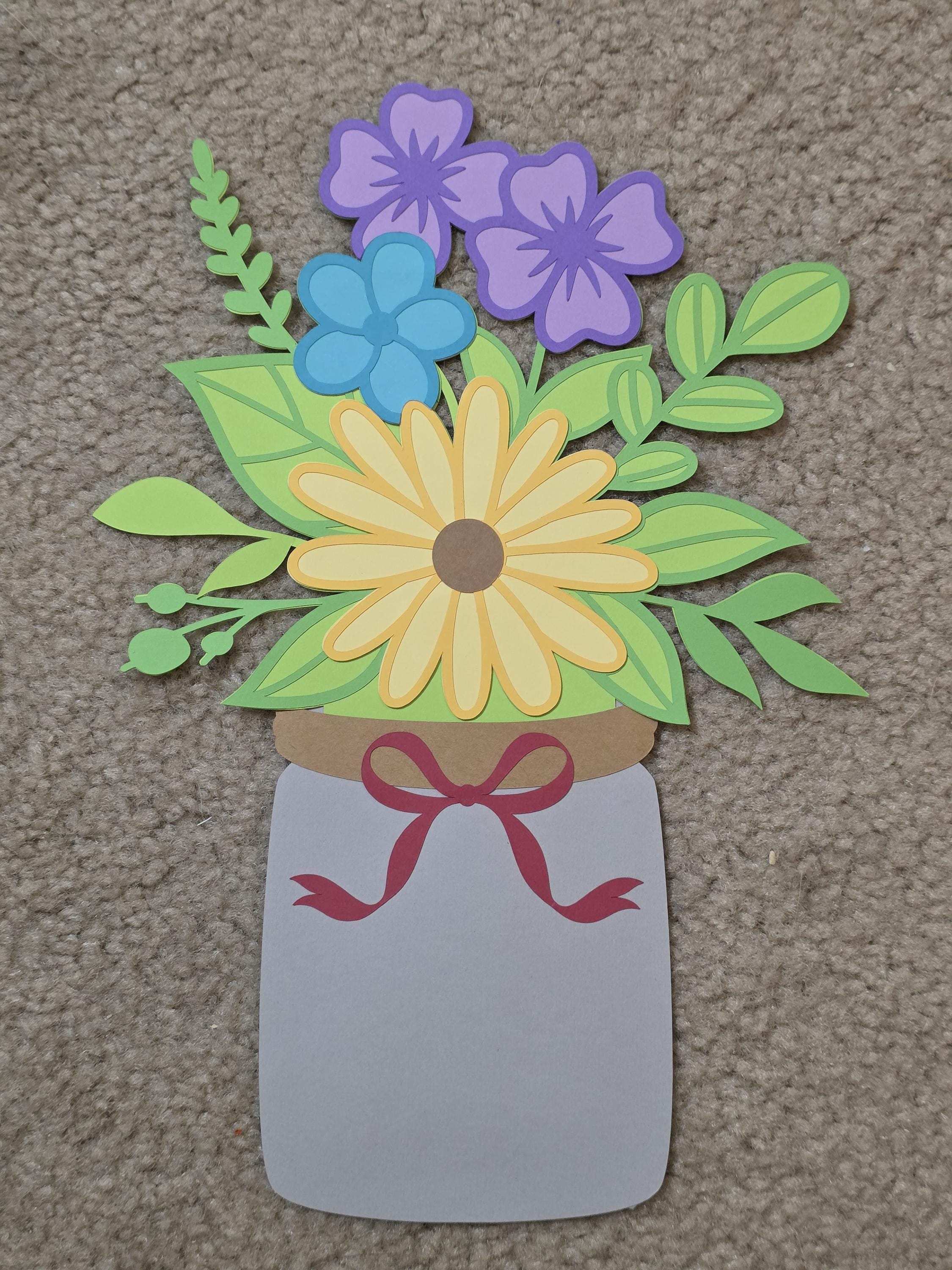 Handmade Flower Bouquet Gift Card Holder: Customizable Paper Craft - Etsy