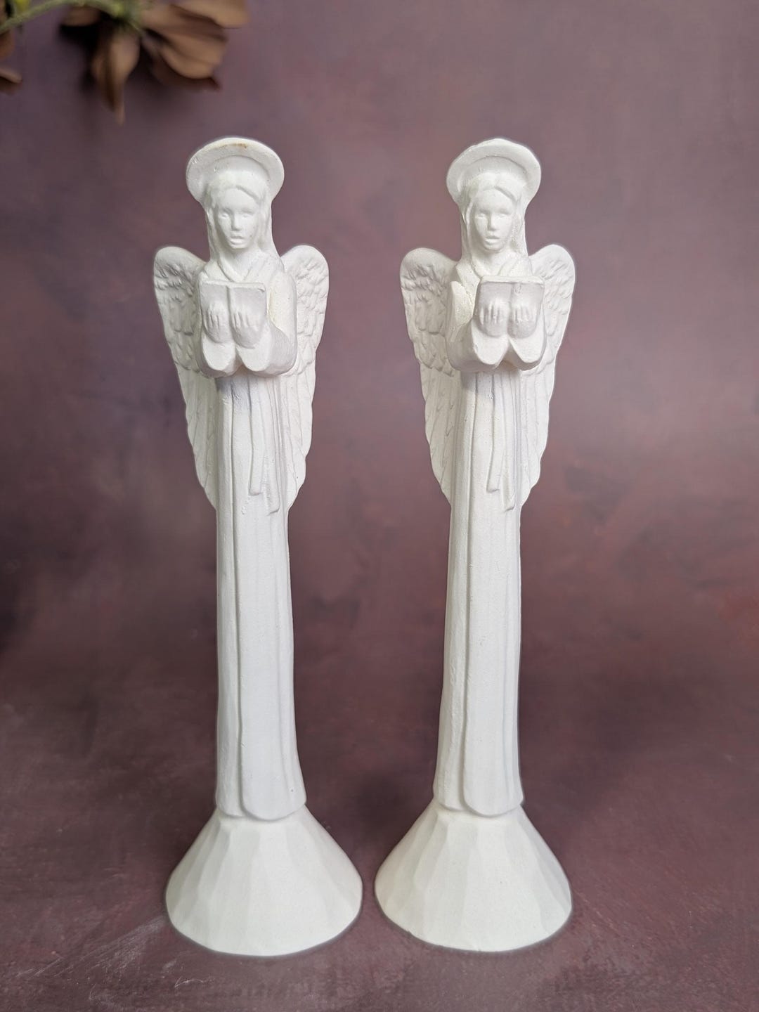 Set of Two 6" Pencil Angel Figurines- Ready to Paint Ceramic Bisque - Etsy